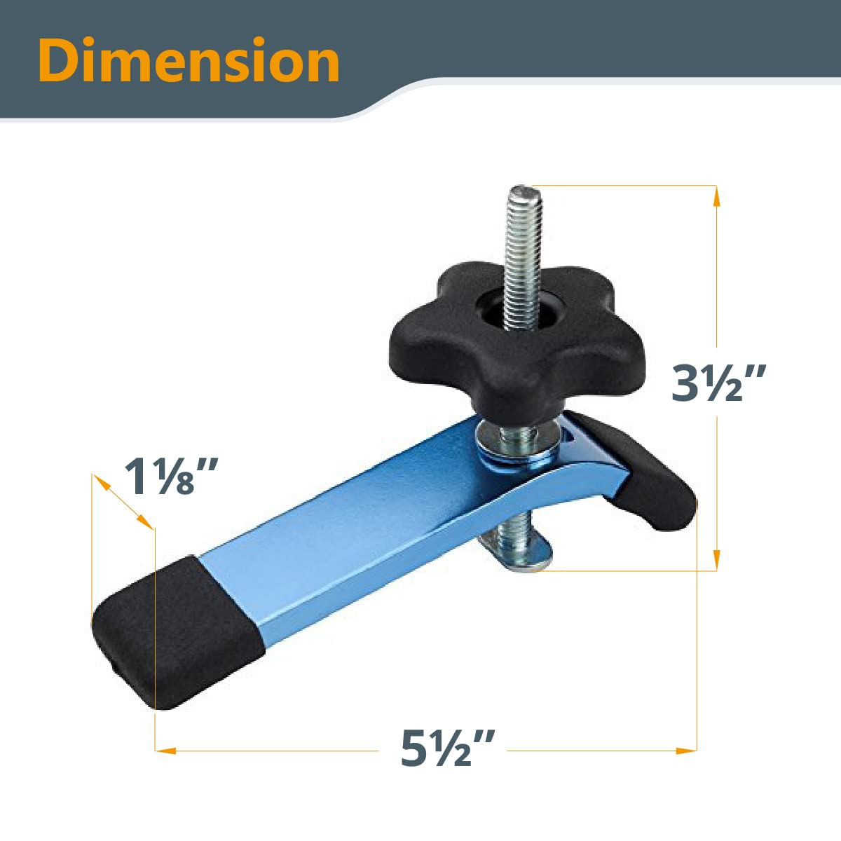POWERTEC 71168-P2 T-Track Hold Down Clamp, 5-1/2โ L x 1-1/8โ W, 4 Pack, T Track Clamps for Woodworking