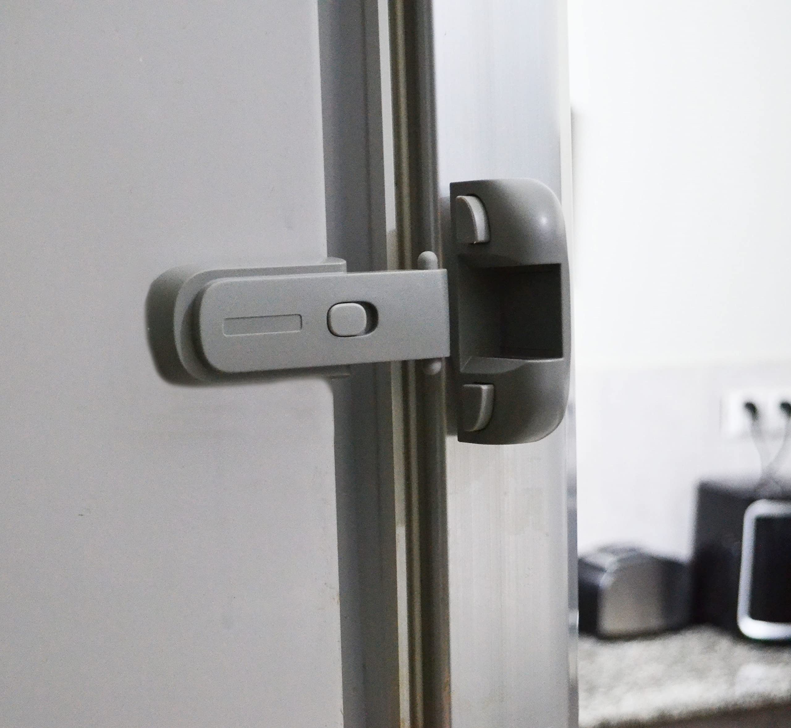 Locktrendz - Child Proof Fridge Locks for Kids, Strong Heavy Duty Child Safety Button Refrigerator Lock, Durable and Easy to Install Fridge Lock, Pack of 1 Cabinet Lock for toddlers & Kids.