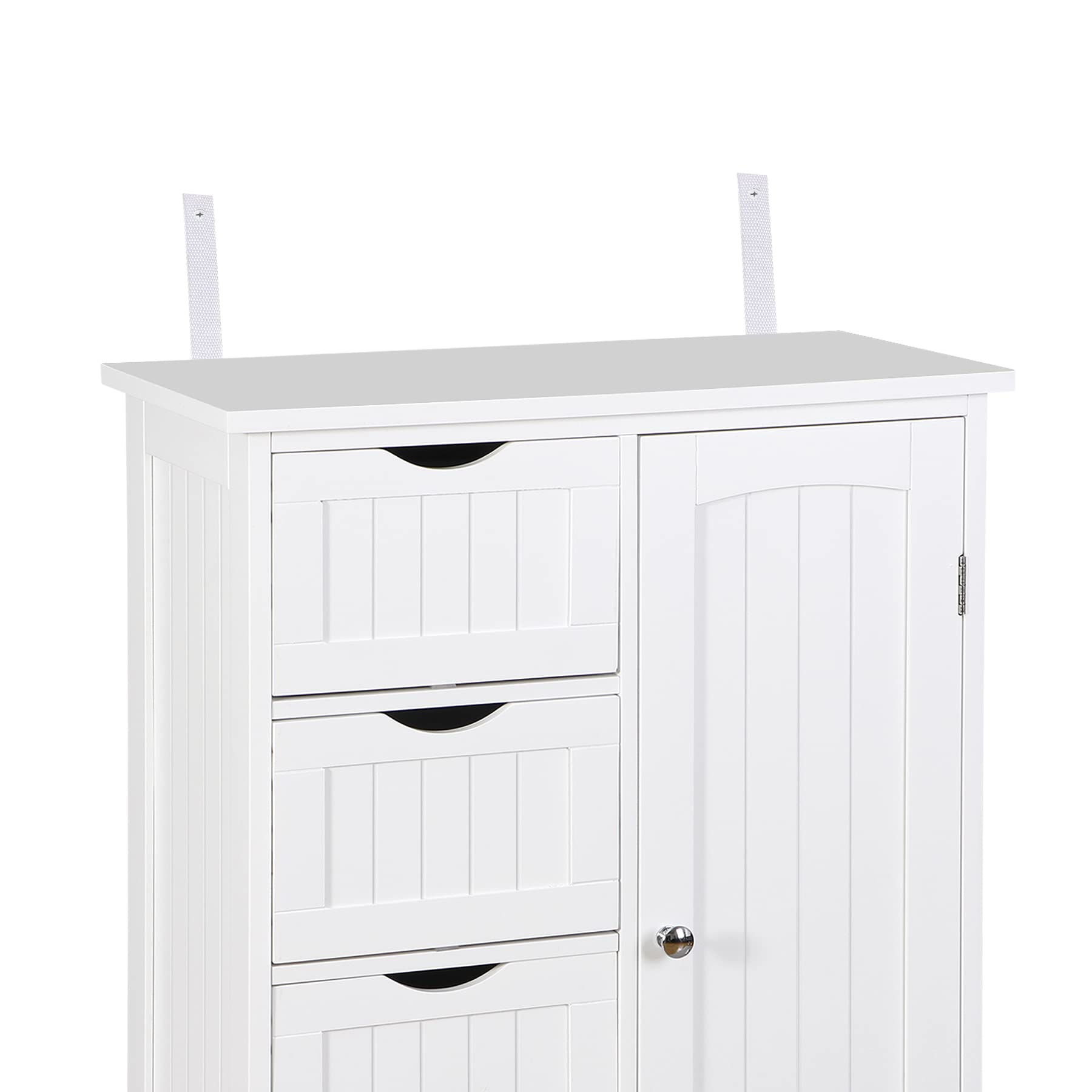 ZENY Bathroom Floor Storage Cabinet, Side Storage Organizer with 4 Drawers and 1 Cupboard, Adjustable Shelf Freestanding Entryway Storage Unit for Living Room/Bathroom, White