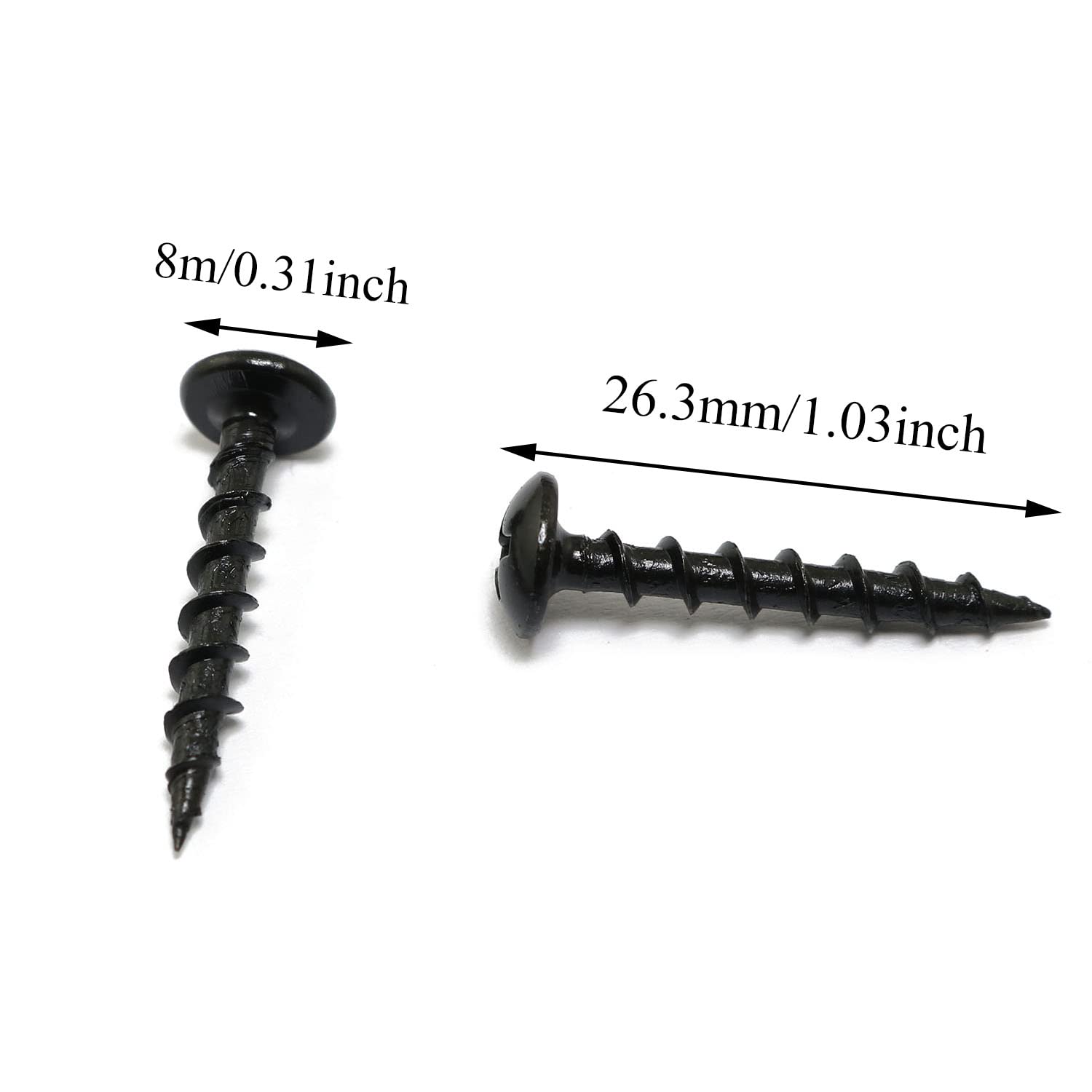 Pro Bamboo Kitchen 60pcs #8x1" Black Truss Head Self Tapping Phillips Screws 304 Stainless Steel Large Cross Recessed Mushroom Head Screw
