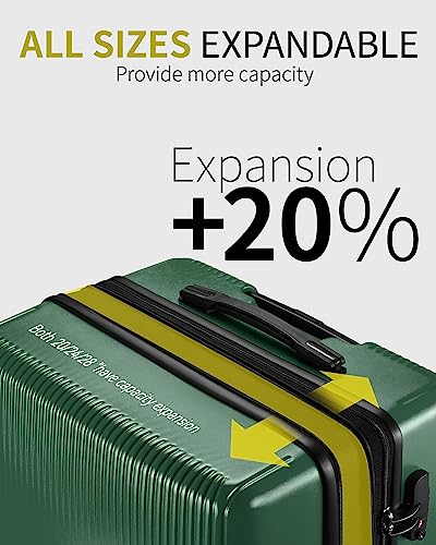 Zitahli Carry on Luggage, Expandable Luggage Suitcase, PC Hard Case Luggage with TSA Lock Spinner Wheels YKK Zippers, 20in (Green)