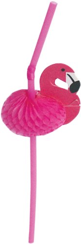 Party Partners Design Pink Flamingo Decorative Cocktail Drinking Straws, Pink, 12 Count