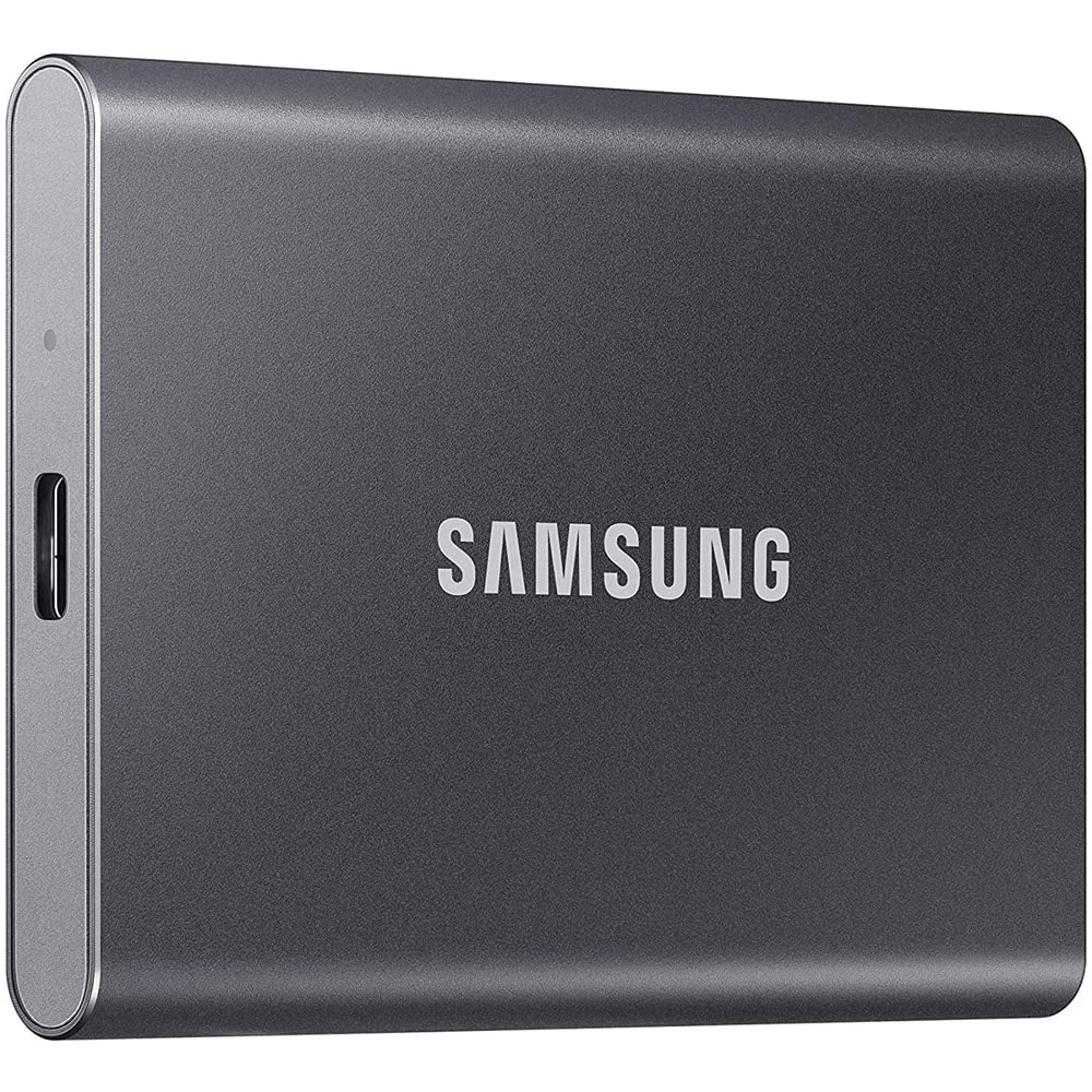 SAMSUNG MU-PC1T0T/AM Portable SSD T7 USB 3.2 1TB, Gray (2-Pack) Bundle with Deco Gear Hard EVA Case with Zipper