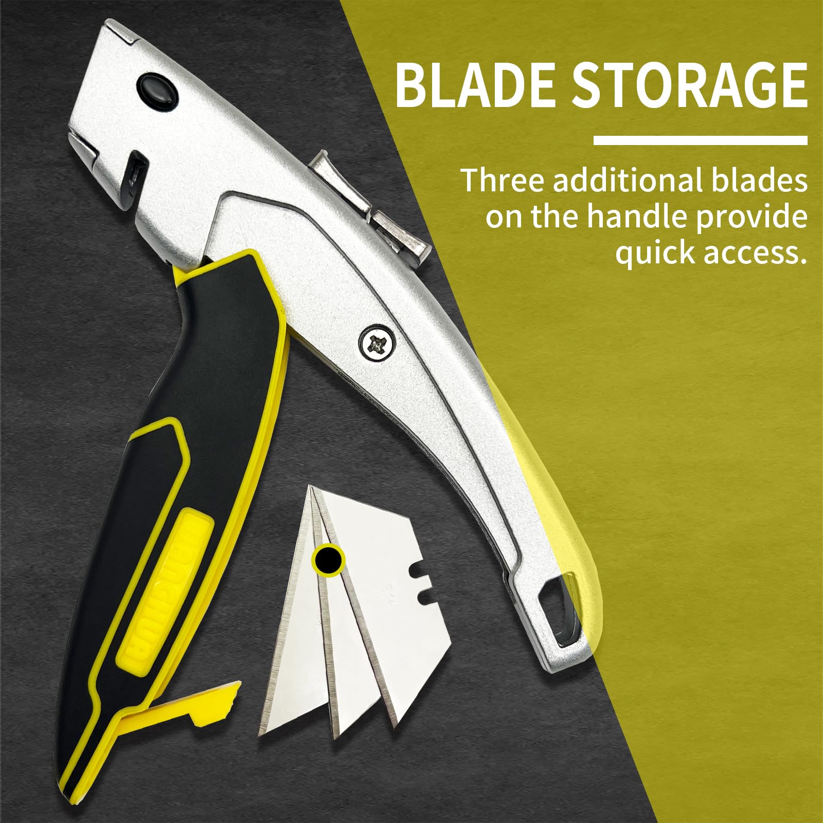 Utility Knife, JIANGHUA Heavy Duty Box Cutter, Quick Change Blade Razor Knife with 10 Extra Blades and Safety Lock, Easy Release Button for Cartons, Cardboard, Boxes