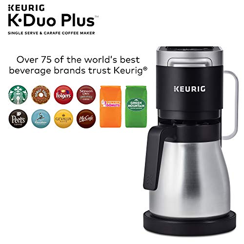 Keurig K-Duo Plus Coffee Maker, Single Serve and 12-Cup Carafe Drip Coffee Brewer, Black + Starbucks K-Cup Coffee Pods β Blonde, Medium & Dark Roast Variety β 1 Box (40 Pods Total)