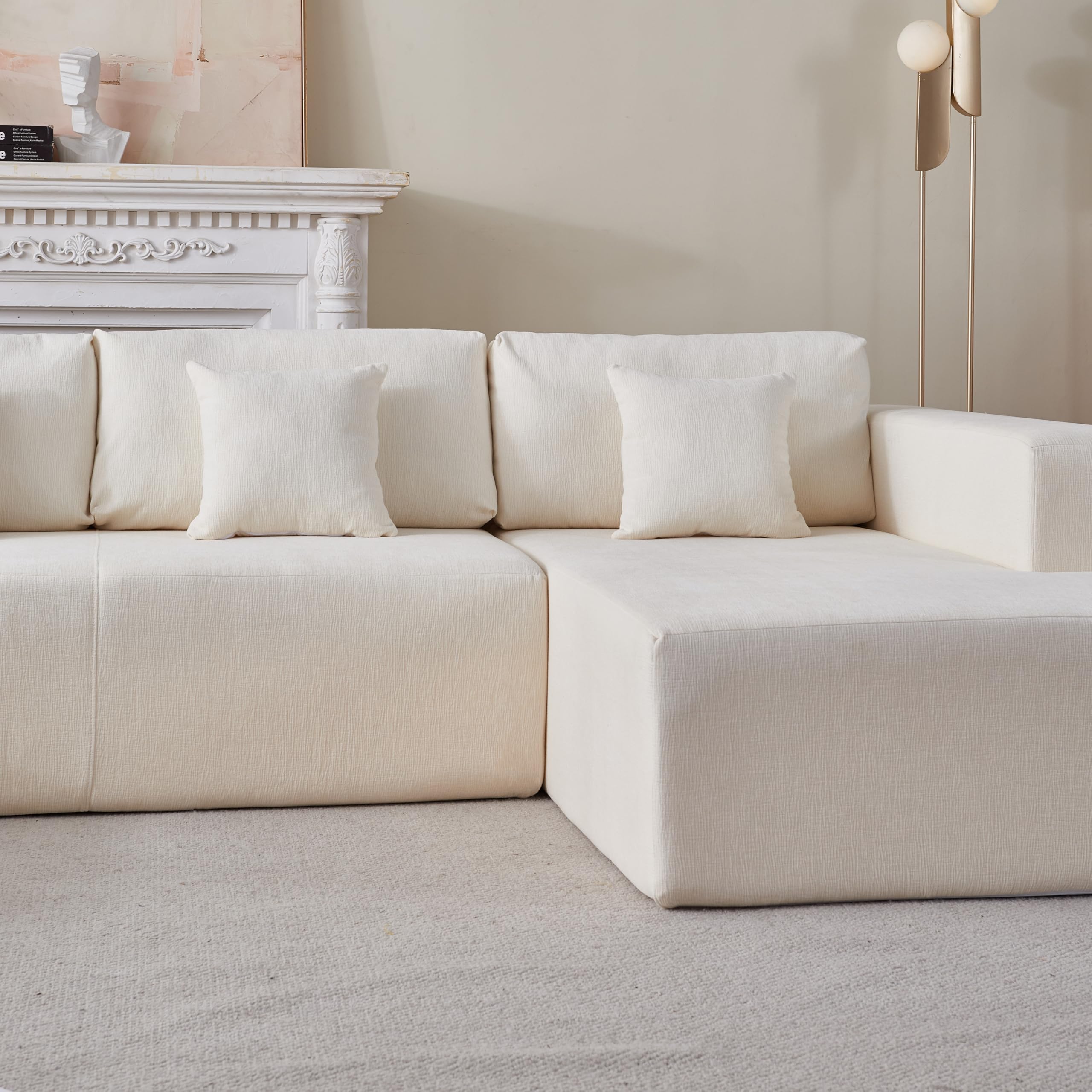 U-Shaped Modular Sectional Sofa - Oversized Convertible U Shaped Sofa Couch with Plush Cushions, Comfy Modular Sofa Couch for Living Room, Modern U Shaped Sectional Sofa (Beige)