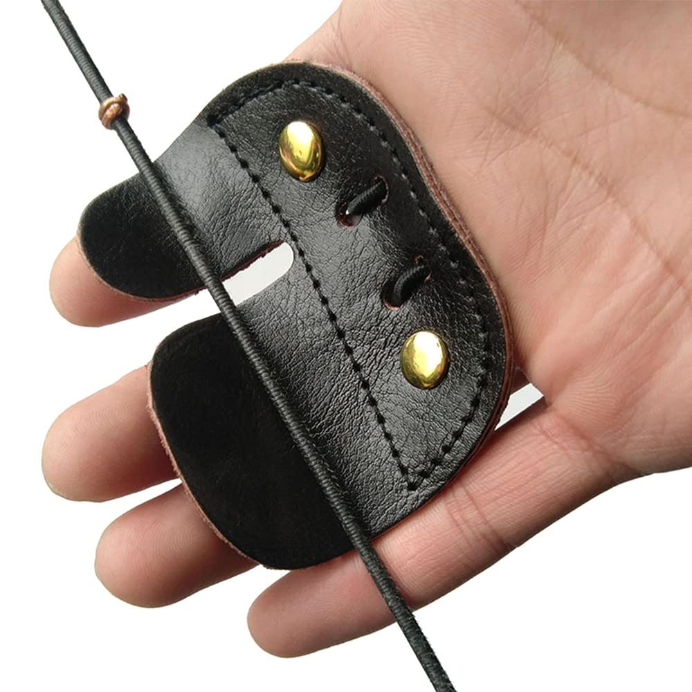MiOYOOW Archery Finger Guard, Archery Finger Tab with Adjustable Ring for Recurve Bow and Archery Practice(Right Hand)