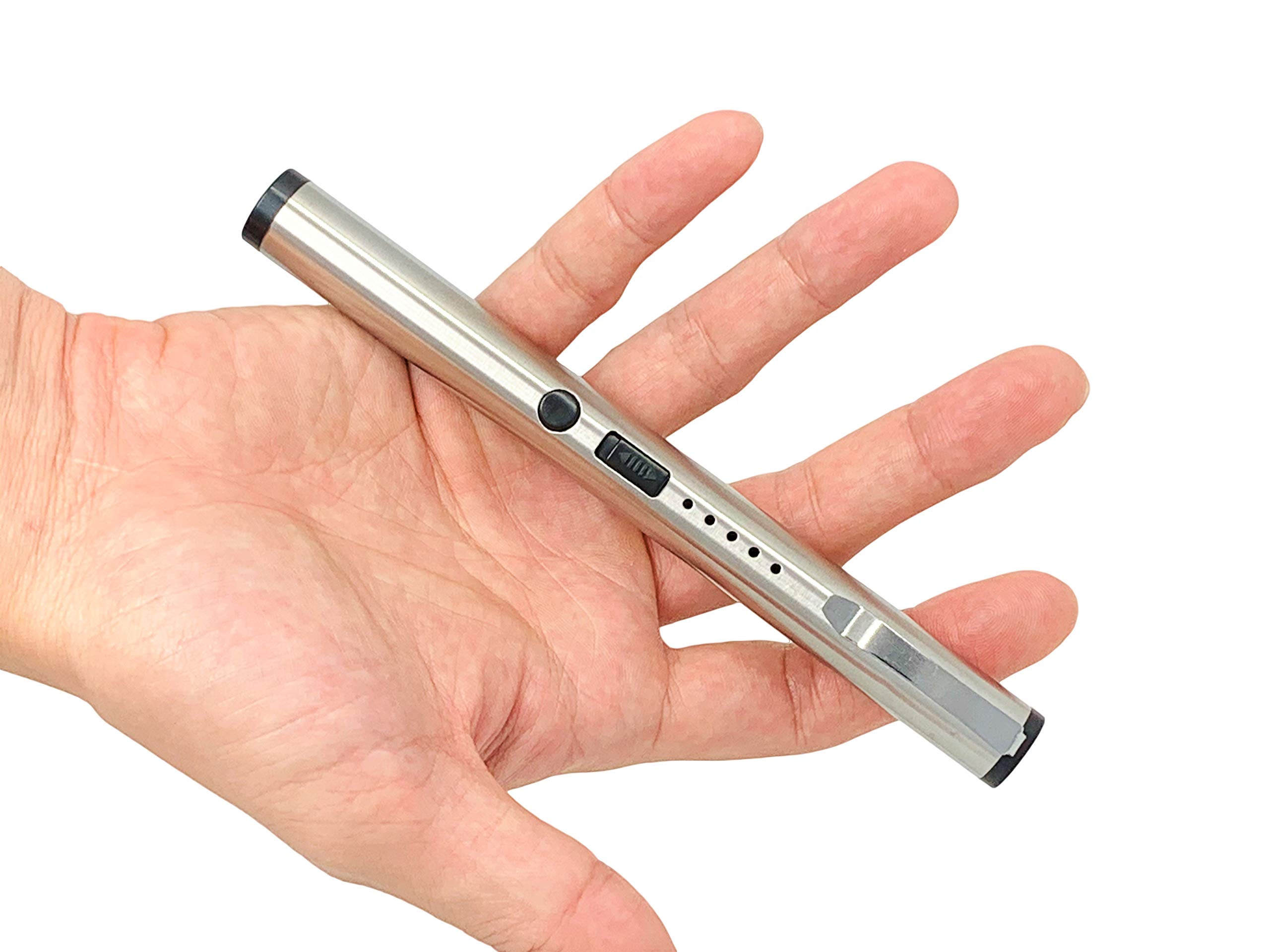 JC UNIVERSAL - Pen Style High Power Stun Gun Self Defense Protection Tool in Silver, USB Rechargeable