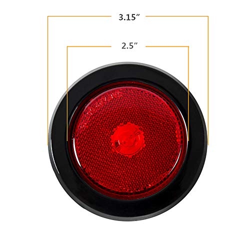 NOVALITE 5X 2.5ββ Round Red Trailer LED Side Marker Lights, Sealed Grommet Flush Mount 4 LEDs Light with Reflective Lens, Truck RV Waterproof Universal 12V, DOT Certified