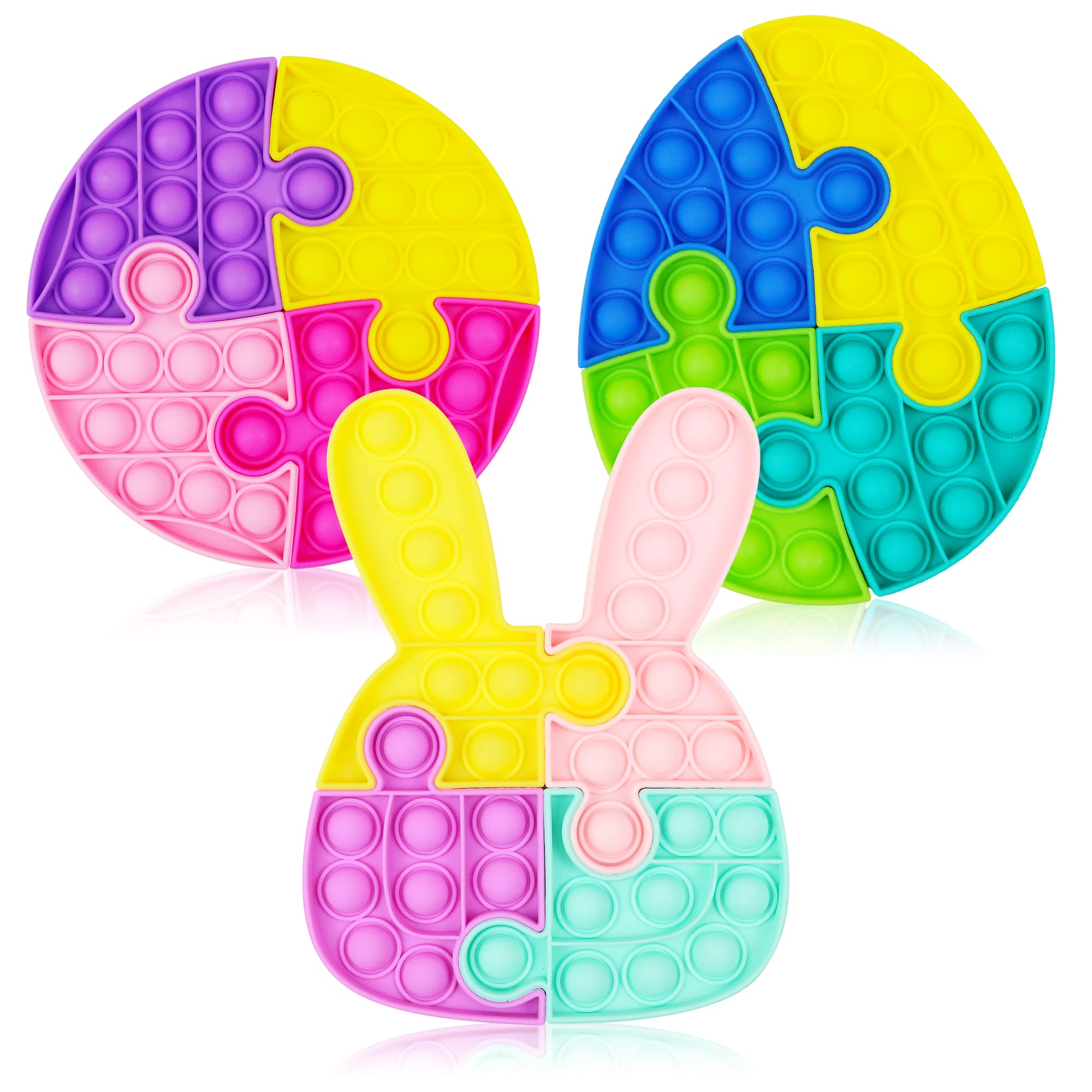 Puzzle Pop Jigsaw Its Puzzles Fidget Sensory Preschool Graduation for Kids Push It Bubble Pops Popet Poppet Boys Girls Learning for Party（3 Styles：Egg,Rabbit,Circle）