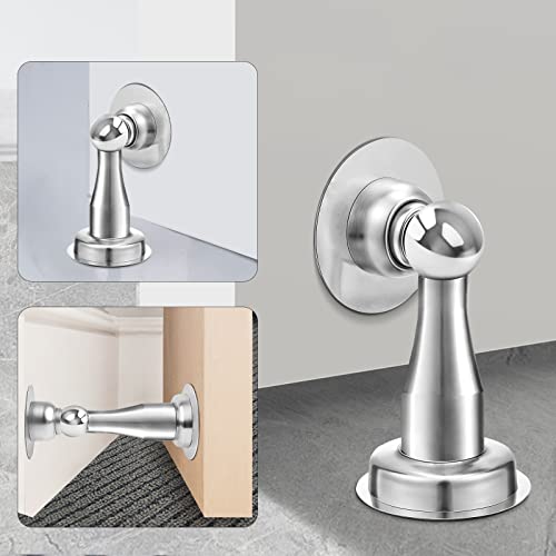 Magnetic Door Stop, Direct mounting Without Turning Holes,Magnetic Door Stoppers for Bottom of Door, Protect The Door from Collision When Opened (Silver 1)