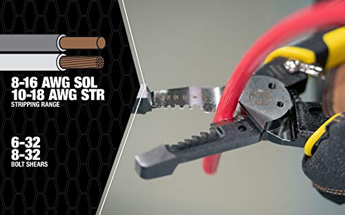 Southwire - 65028140 Tools & Equipment S816SOLHD Forged Wire Stripper: Strips 8-16 AWG SOL And 10-18 AWG STR, Shears 6-32 & 8-32 Bolts, Linesman Head; Heavy Duty Forged Steel.