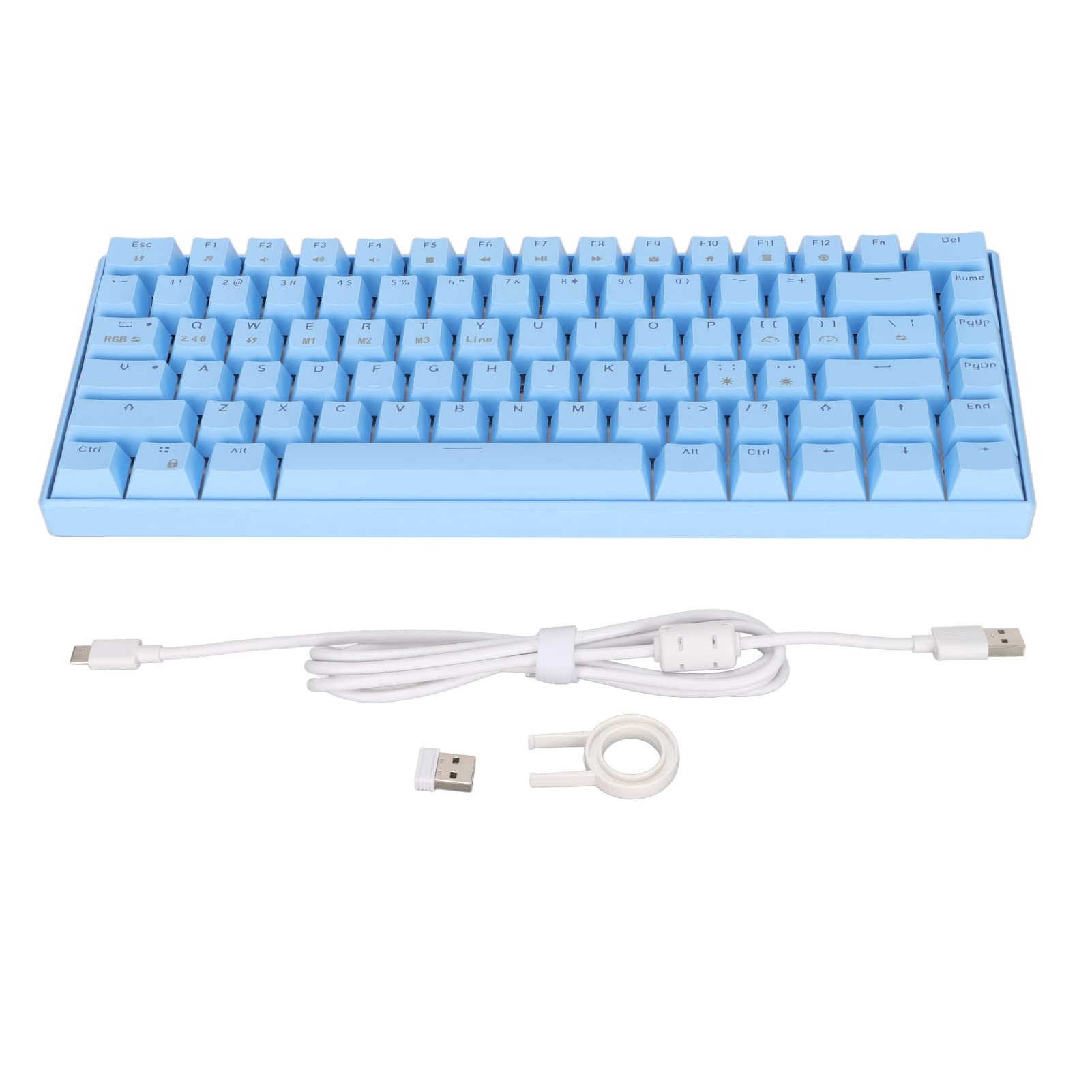 Shanrya Wired Keyboard, Ergonomic Design 82 Keys 2.4G Wireless Gaming Keyboard for Laptop PC Linear Action Switch