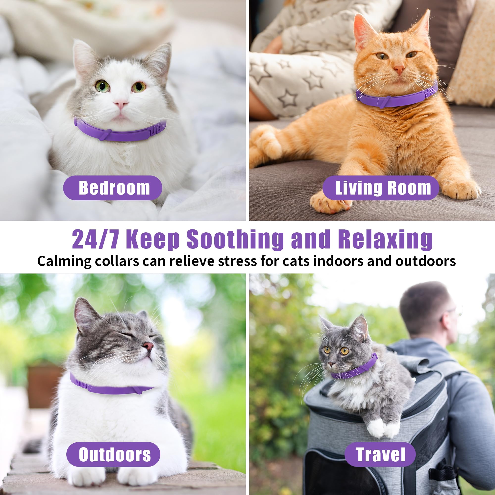 Yirr Calming Collar for Cats, 4 Pack Cat Calming Collar, Cat Pheromone Collar, Cat Calming Collar for Indoor Outdoor Cats, Relaxing Pheromone for Cat Relief Stress Anxiety Fighting Scratching