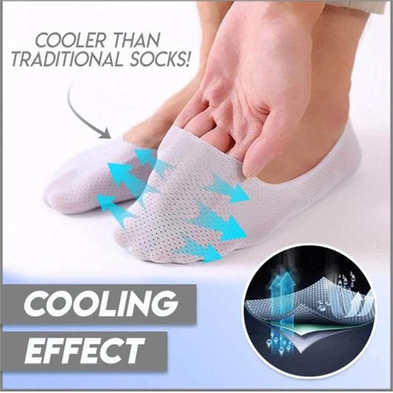 Meeyeet 6 pairs Breathable Ice Silk Socks, Flat Invisible 360 ββΒ° Non-slip Summer Socks with Prevents Odor Cooling Effect (6PCS)