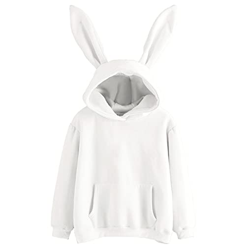Rabbit Pattern Sweatshirt for Womens, HONGDAO Crewneck Pullover Sweatshirt Blouse Sleeve Hoodie Tops Solid Color Sweaters