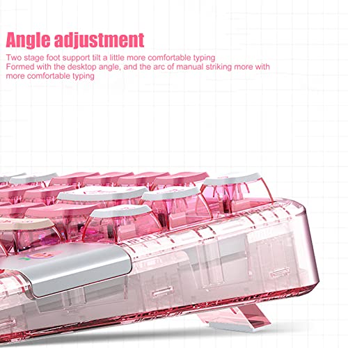 Sanpyl Mechanical Keyboard, 2.4Ghz Noise Reduction Pink Type C Wired Keyboard, 3750mAh Battery 2 Layer Keycaps Wireless Gaming Keyboard, with RGB Backlight for iOS for Windows