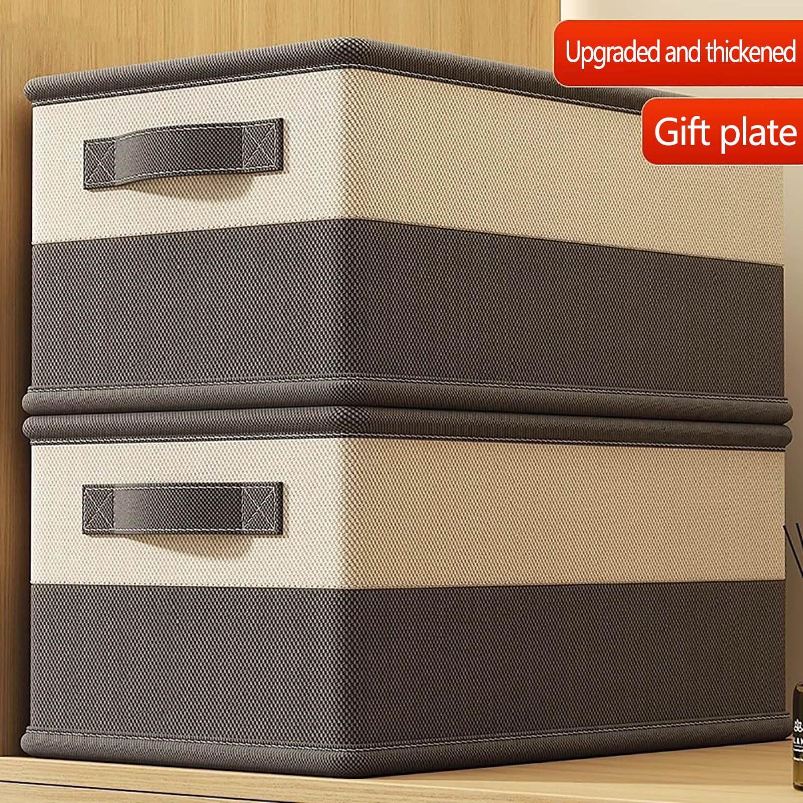 Storage Bins for Closet Shelves Fabric Collapsible Storage Baskets Cloth Box Containers with Handle Cube Wardrobe Organizer for Home Clothes Toys Towels Organizing (11.8 × 9.45 × 6.69 Inch)