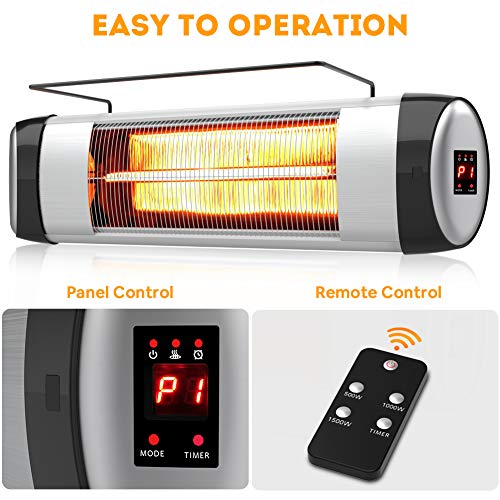 PATIOBOSS Infrared Patio Heater, Freestanding Electric Outdoor Heater for Instant Warm,Quiet Operation, Infrared Heater with Remote Control & 24 Hours Timer for Outdoor Indoor Use