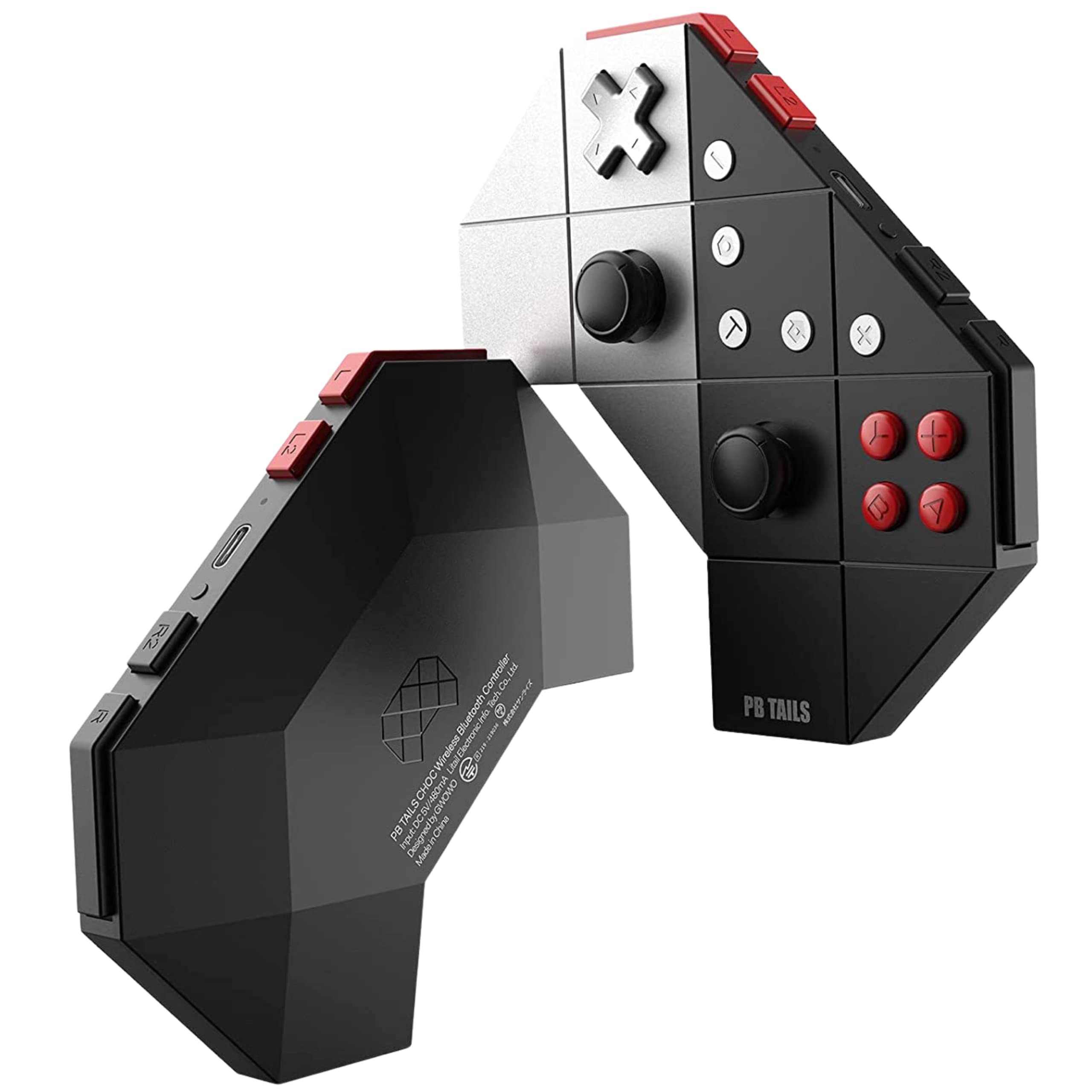 PB TAILS CHOC Portable Android Gaming Controller | Wireless Bluetooth Game Controller for Nintendo Switch, PC, STEAM | Retro Controller Gift Idea | Turbo-Mode, Motion Control, Vibration | Black/Silver
