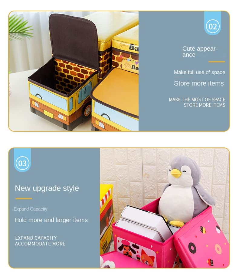 Storage box,A favourite toy,Cartoon car bin, A load-bearing storage , Foldable closet organizer storage containers with durable handles thick fabric for clothing, bed sheets and toys (Yellow)