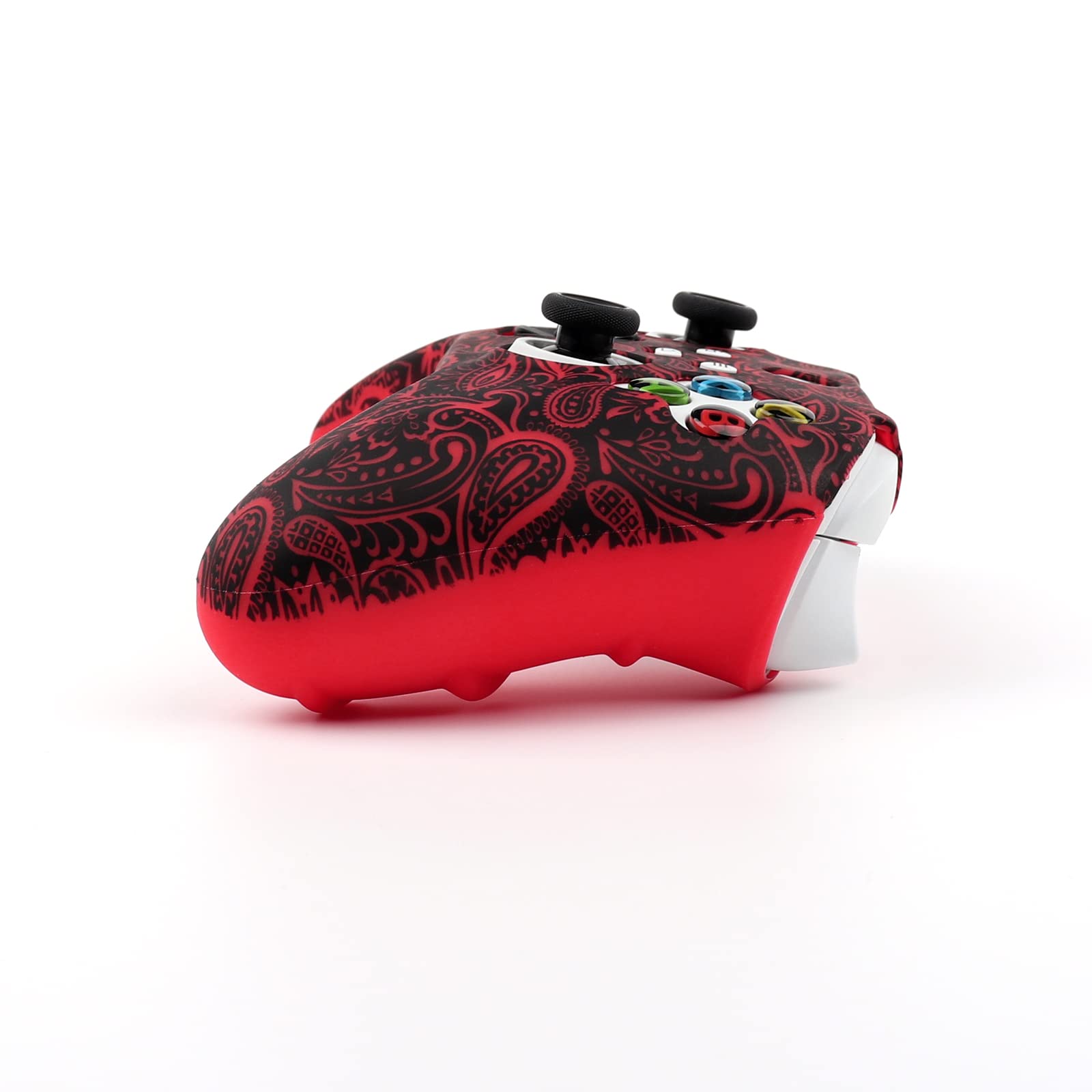 RALAN Water Print Controller Cover Skin Silicone Protector Compatible for Xbox Series S/X Controller (Black Pro Thumb Grip x 8,Cat + Skull Cap Cover Grip x 2)