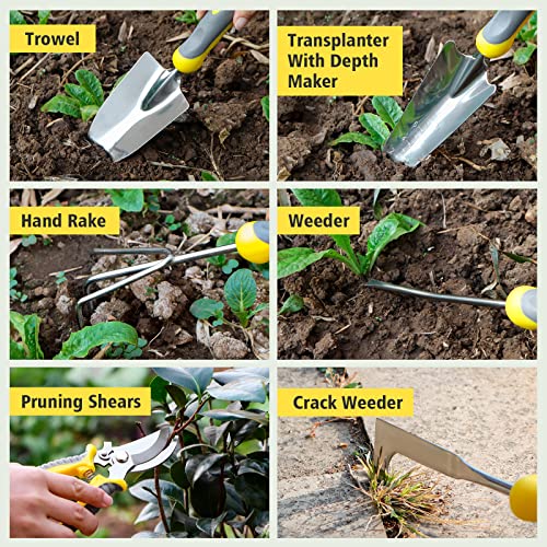 Premium Garden Tools Set,20Pcs Stainless Steel Gardening Tools Set with Storage Bag,Heavy Duty Outdoor Gardening Hand Tools Kit with Tote,Ideal Gardening Gifts for Men&Women