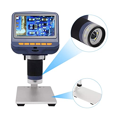 SLNFXC 220X Desktop Electronic Digital Stereo Microscope for Soldering Repairing with 4.3-inch Screen LED Light