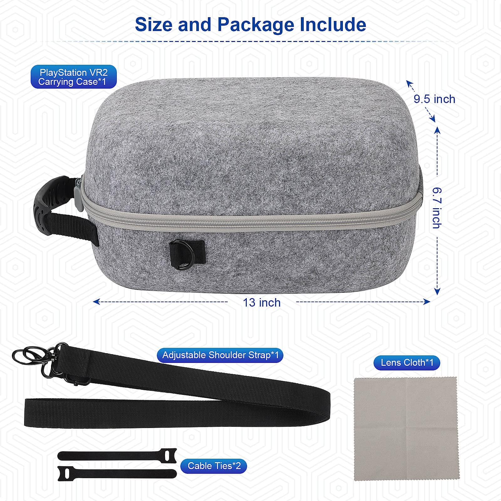 QYCHHJ Hard Carrying Case for PlayStation VR2 All-in-One VR Gaming Headset and Touch Controllers, Portable Travel Cover Storage Bag with Shoulder Strap & Lens Cloth for PS VR2 Accessories, Gray