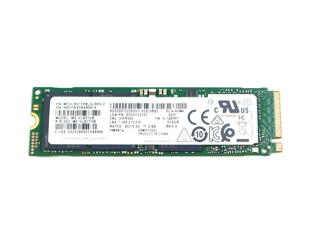 Solid State Drive SSS0T22293 8SSSS0T22293 Compatible Replacement Spare Part for Lenovo Samsung PM981a MZ-VLB512B 512GB PCI Express 3.0 x4 TLC NVMe M.2 2280 Internal SSD