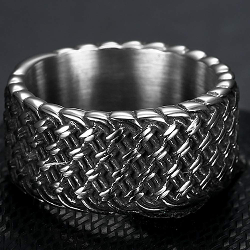 Jude Jewelers 9mm Retro Vintage Antique Style Wedding Band Biker Cocktail Party Ring (Grey, 12)