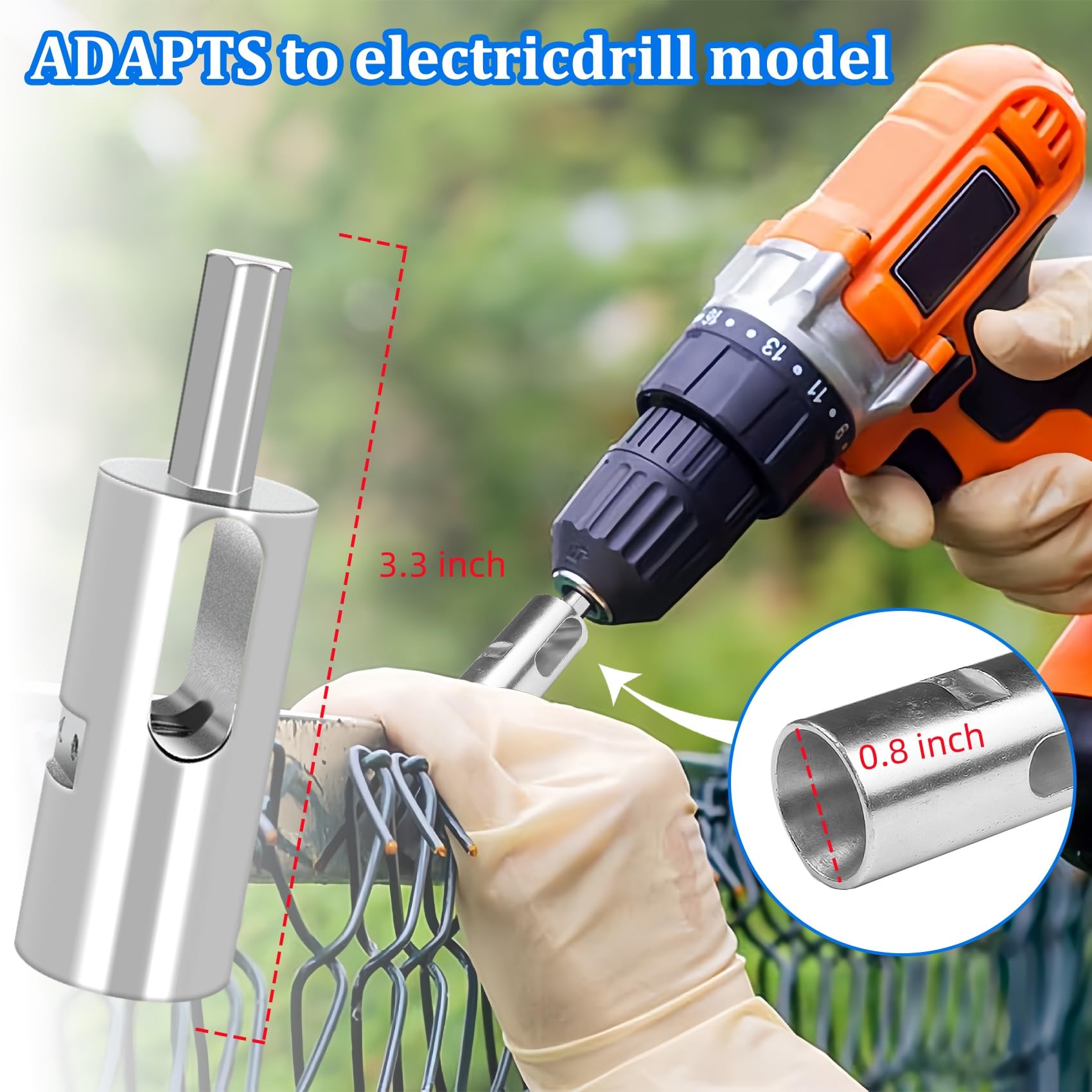 Upgrade Twisting Ties 11 Gauge Drill Chuck Tool,Efficient Wire Knotting 11 Gauge Electrical Drill Twister,Cable Wire Drill Chuck Tool,for Chain Link Fence Post Clips and Pipe Clips