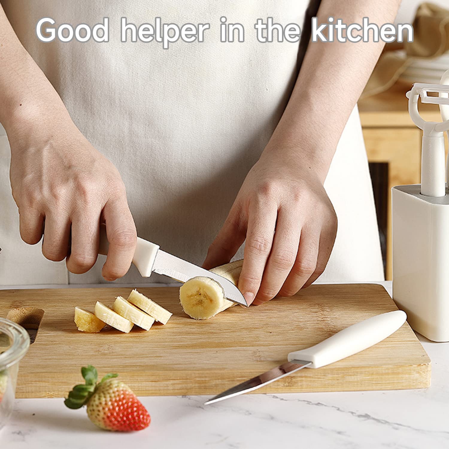 Sluoch Kitchen Fruit Paring Knife Set, 5 Pcs Knife Set Knife Block Ultra Sharp Chef Knives Set Easy-Grip Handle, for Vegetables Fruits Chopping