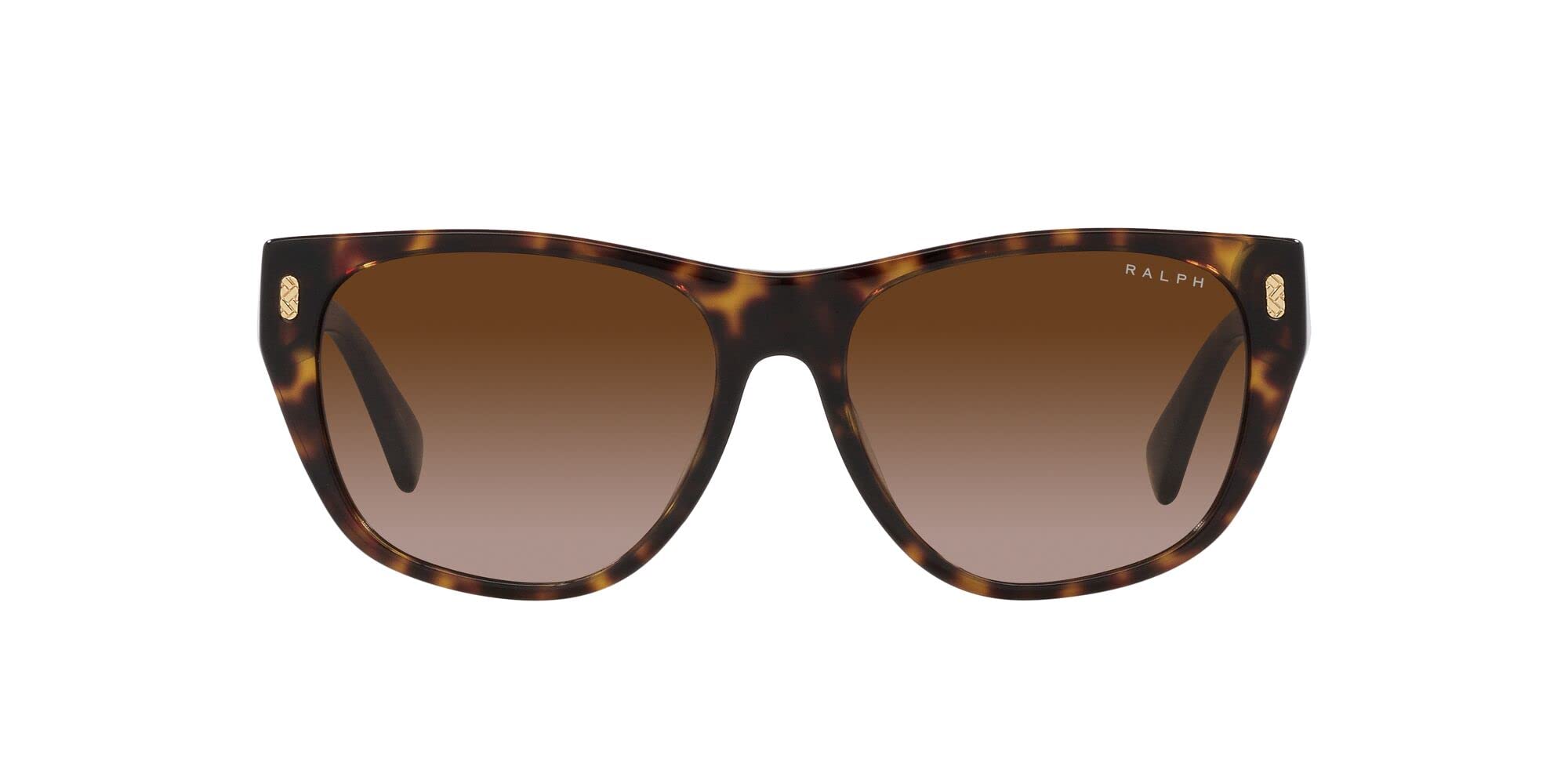 Ralph by Ralph Lauren Women's Ra5303u Universal Fit Square Sunglasses, Shiny Dark Havana/Gradient Brown, 55 mm