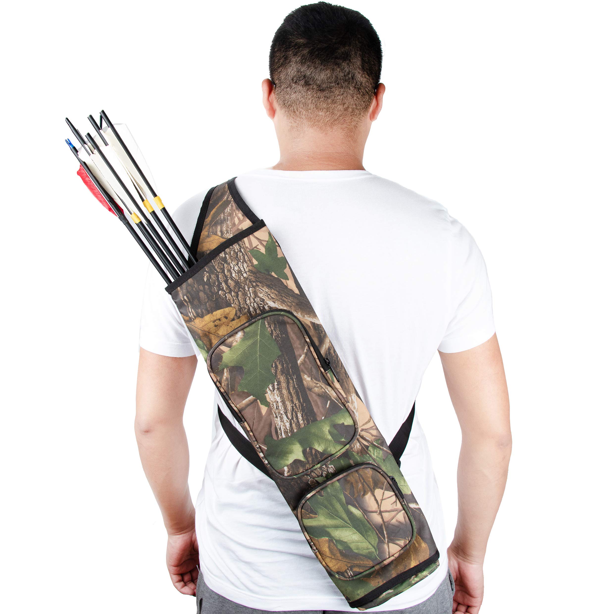 JEKOSEN Back Arrows Quiver Holder Shoulder Bag Hanged Target Shooting Quiver for Arrows with Front Pockets(Camouflage)