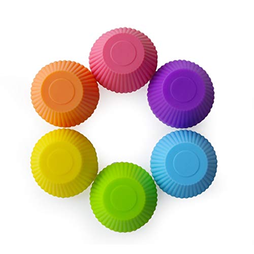 Mirenlife 2 Inch Mini Size Silicone Baking Cups Muffin Cups, Reusable and Nonstick Mini Cupcake Liners, Mini Chocolate Holders Truffle Cups, 24 Pack, 6 Vibrant Colors, Round