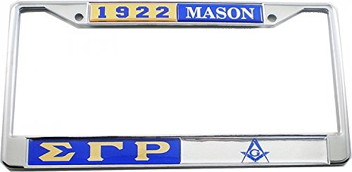 Sigma Gamma Rho + Mason Split License Plate Frame [Blue/Silver - Car/Truck]