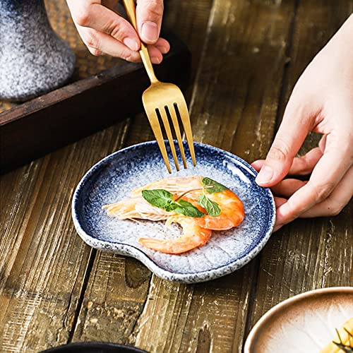 NJLJOM 2 Pack Ceramic Spoon Rest For Stove Top, Heat-Resistant Utensil Rest for Kitchen Counter, Coffee Spoon Rest, Dessert Plates,Small Serving Plates, Kitchen Accessories (Light Color)