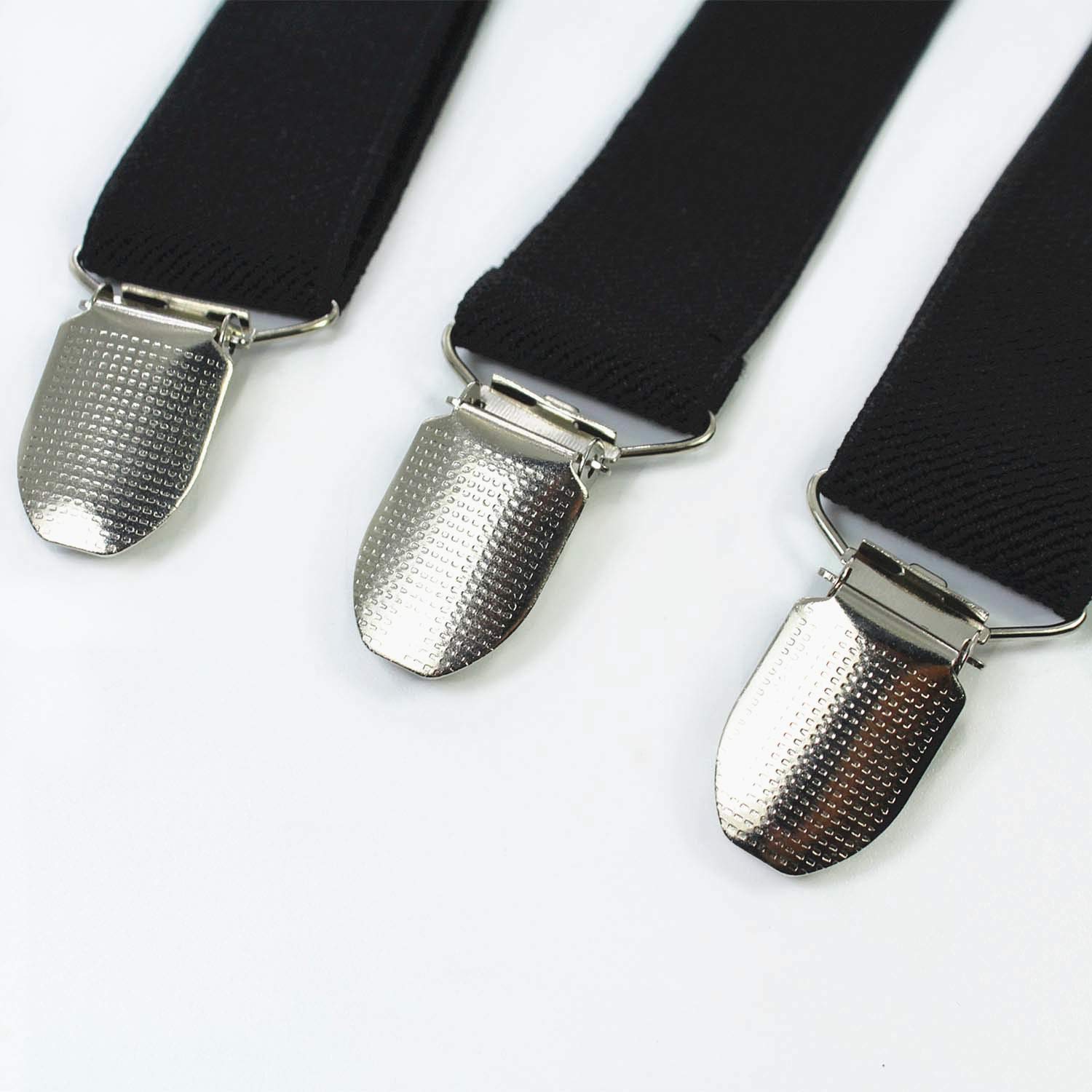 JEMYGINS Black Suspender and Silk Skinny Tie Sets for Men Slim Necktie (Black)