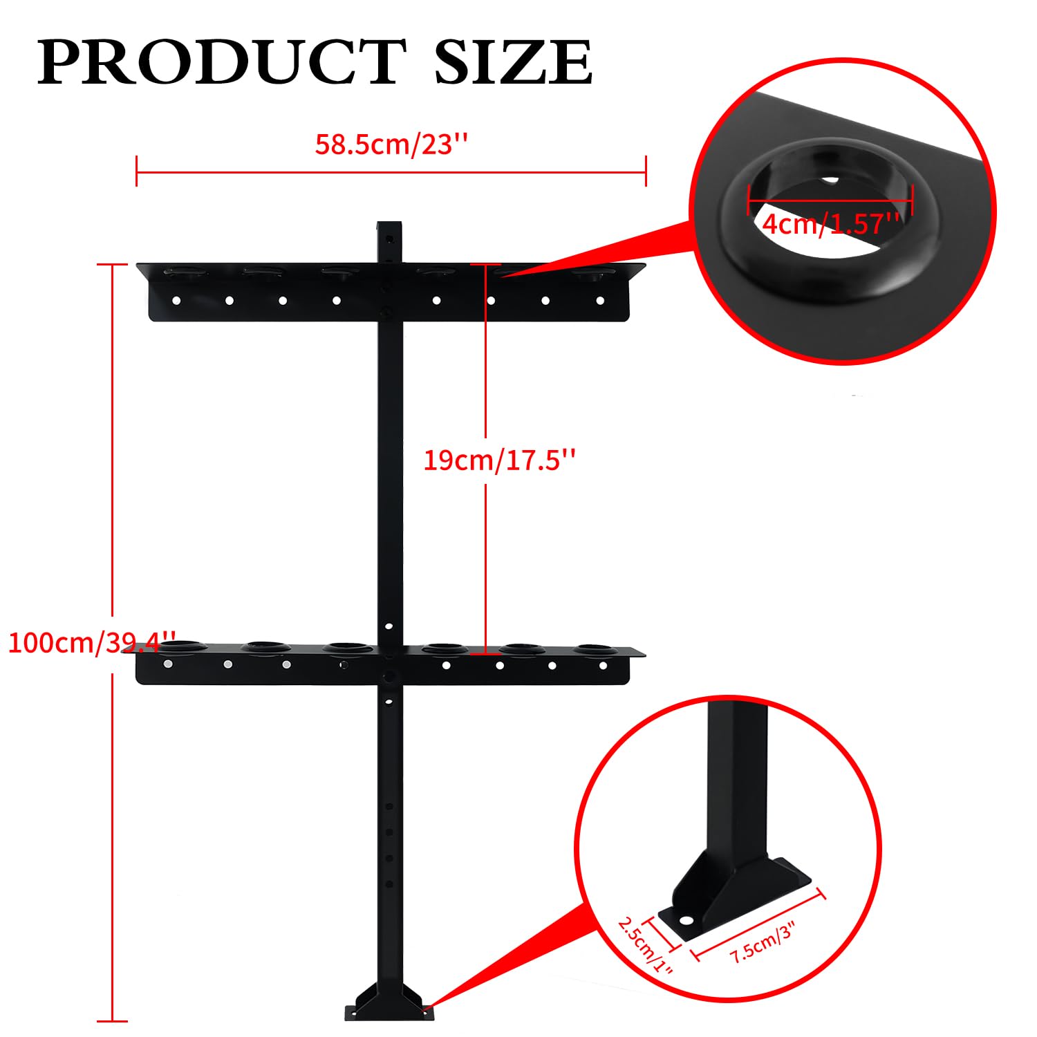 Trailer Racks for Lawn Equipment, Trailer Tool Rack Shovel Holder for Shovels, Rakes, Hoes, Landscape Hand Tool Rack for Open Trailers, Lawncare Trailer Accessories, with 6 Tool Holes&Rubber Grommets