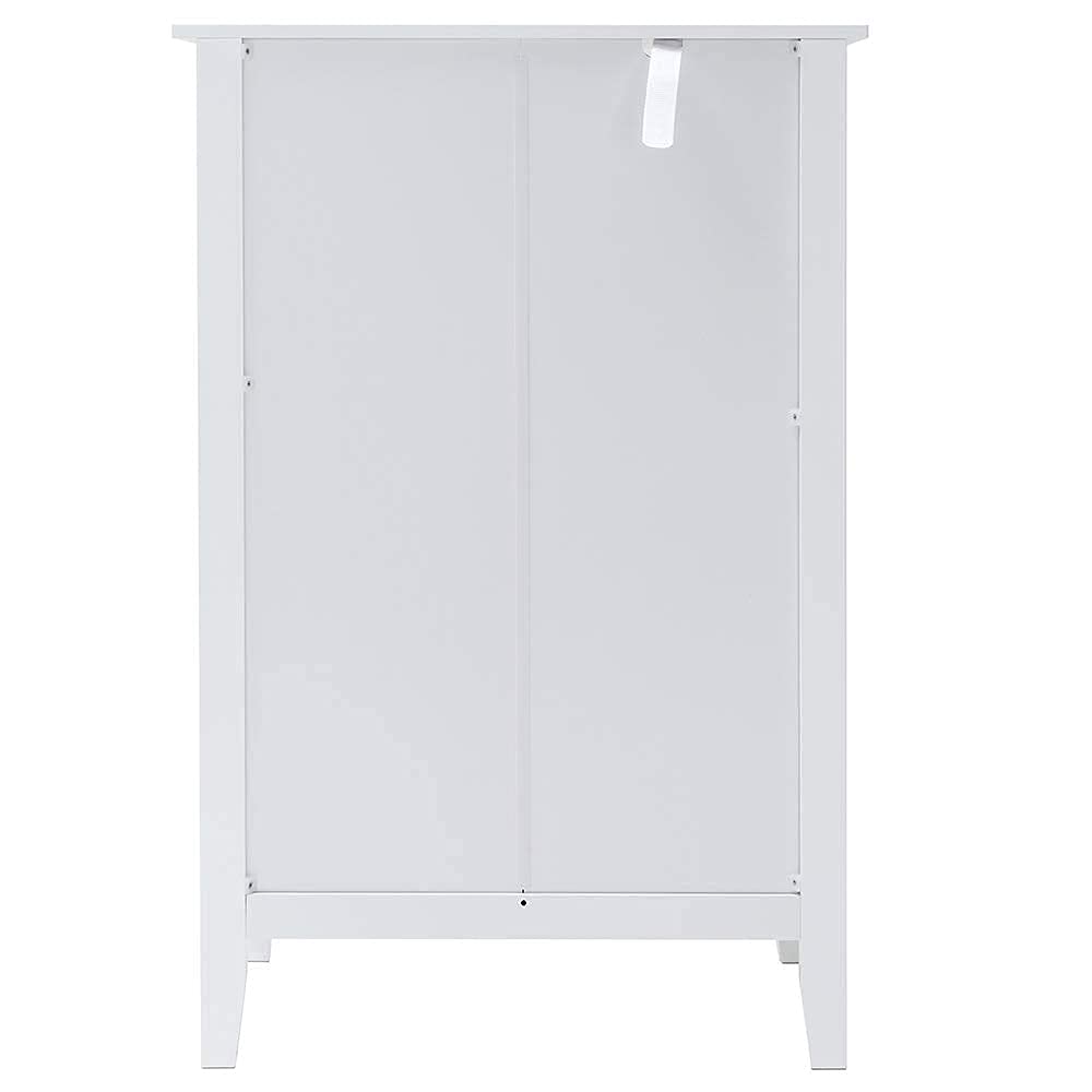Iwell White Storage Cabinet with 2 Adjustable Shelves, 6 Adjustable Heights, Free Standing Wooden Organizer with 2 Doors for Bathroom