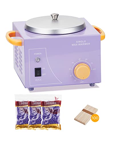 Wax Pot Warmer Professional - At Home Waxing Kit For All Hair Types - Eyebrow, Facial, Bikini etc. (Purple Single Pot)