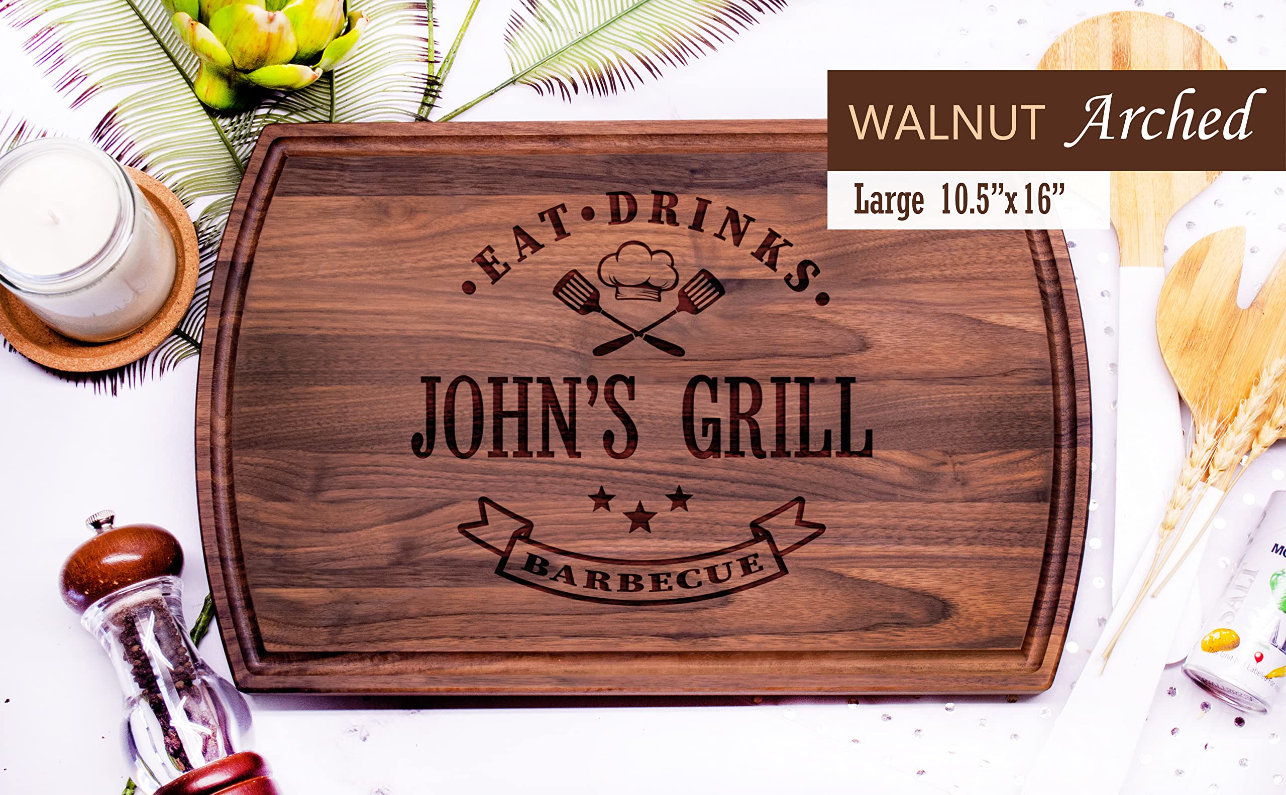 Personalized Grill Wooden Cutting Board Handmade in USA – Best Serves as Chopping board, Charcuterie board, Cheese board – Unique Wood Grilling Gift for men Birthday, Housewarming & Anniversary
