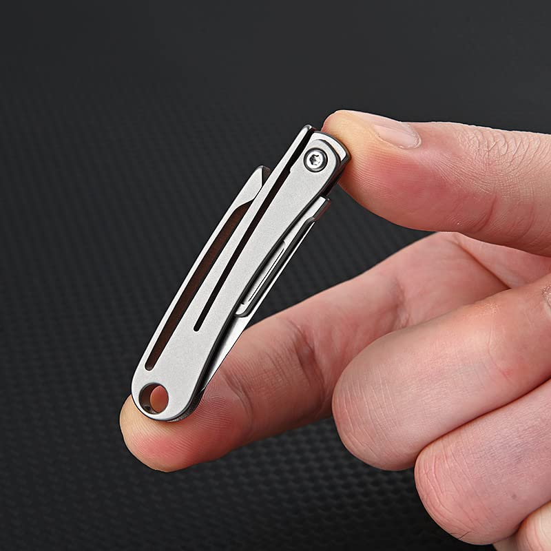 NBGDY Small Titanium Utility Knife,EDC Pocket Knife Folding Knife with 10 Blades,Ultralight Keychain Knife only 0.32oz.(kpq-1031)