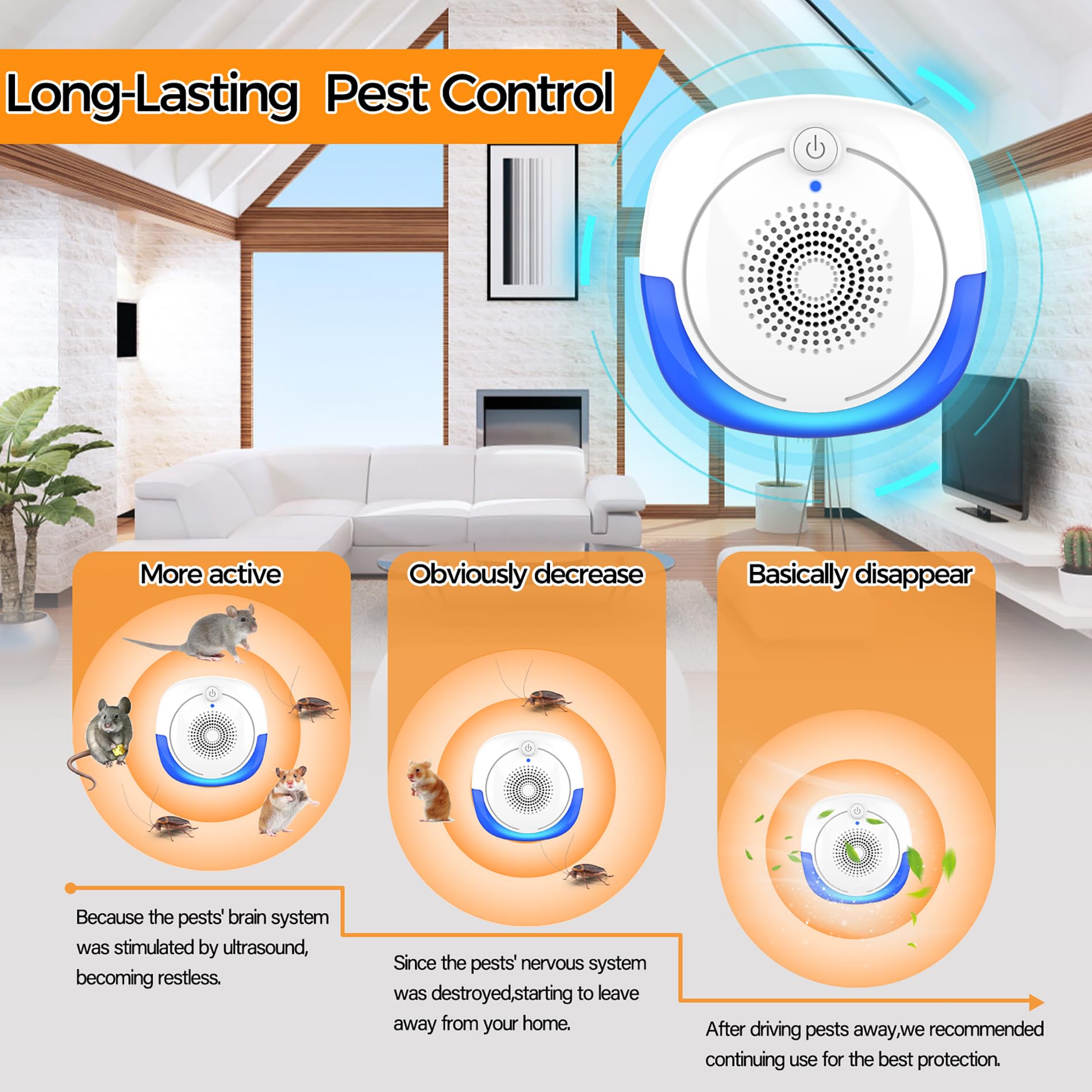 Ultrasonic Pest Repeller, 6 Pack Repeller Indoor Plug Control Pest Repellent Ultrasonic Plug in for Home,Office,Warehouse,Hotel,Repellent Insect, Roach, Mice, Spider, Bug, Rats, Cockroaches,Mosquito