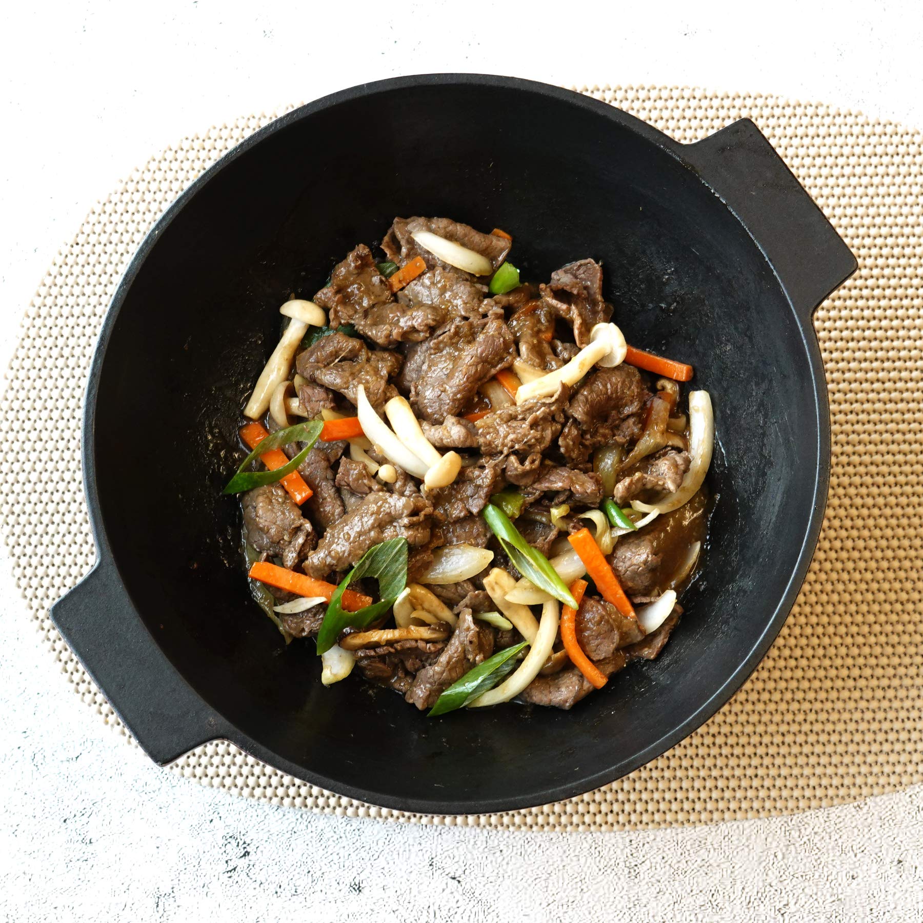 MOOSSE Premium Enameled Cast Iron Mini Wok Pan with Lid for Induction Cooktop, Stove, No Seasoning Required, 10.4β (26 cm)