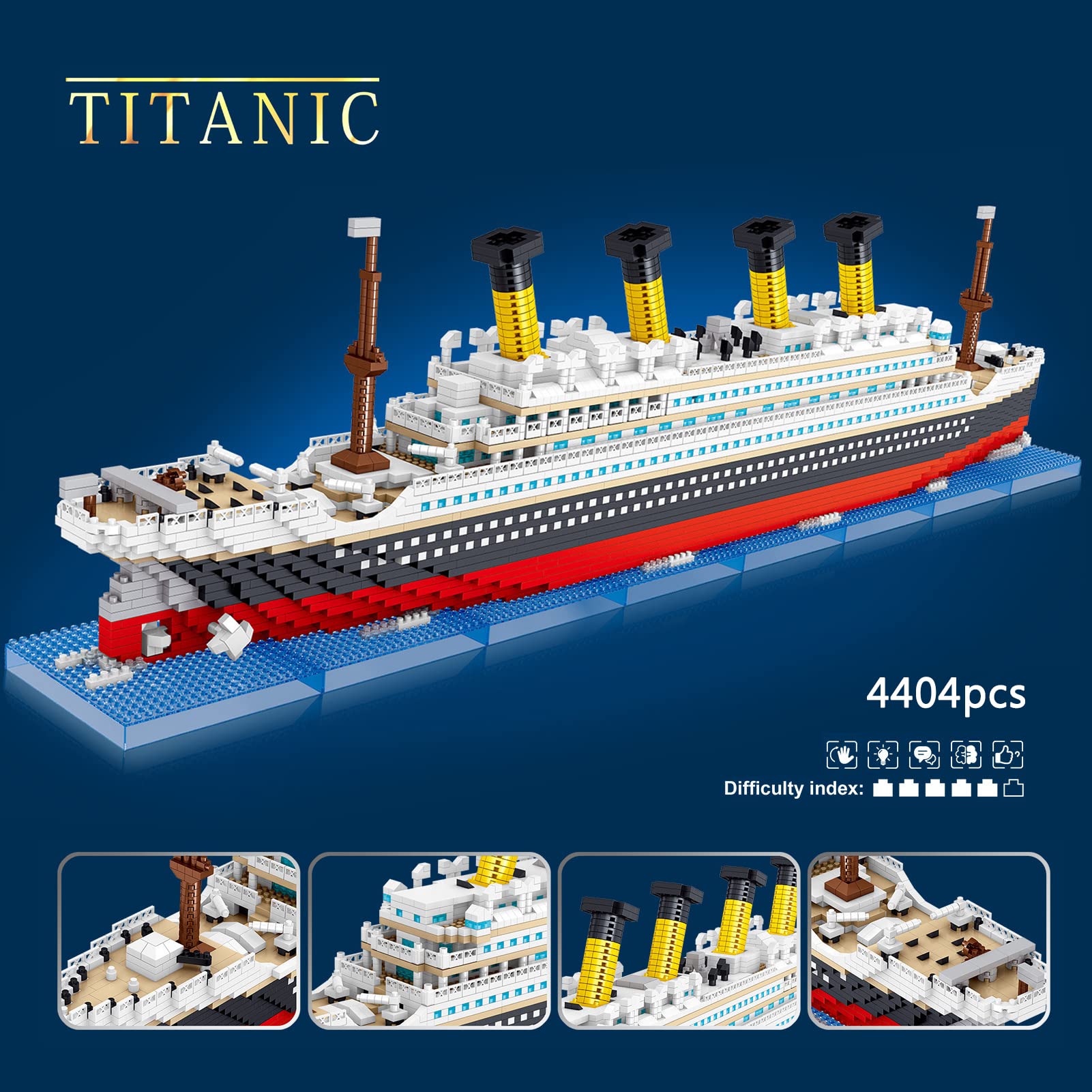 Pamvava Titanic Model Building Block Set-Mini Bricks - 4404 Pieces Toys, Titanic Ship Blocks Kit Gifts for Adults and Kids