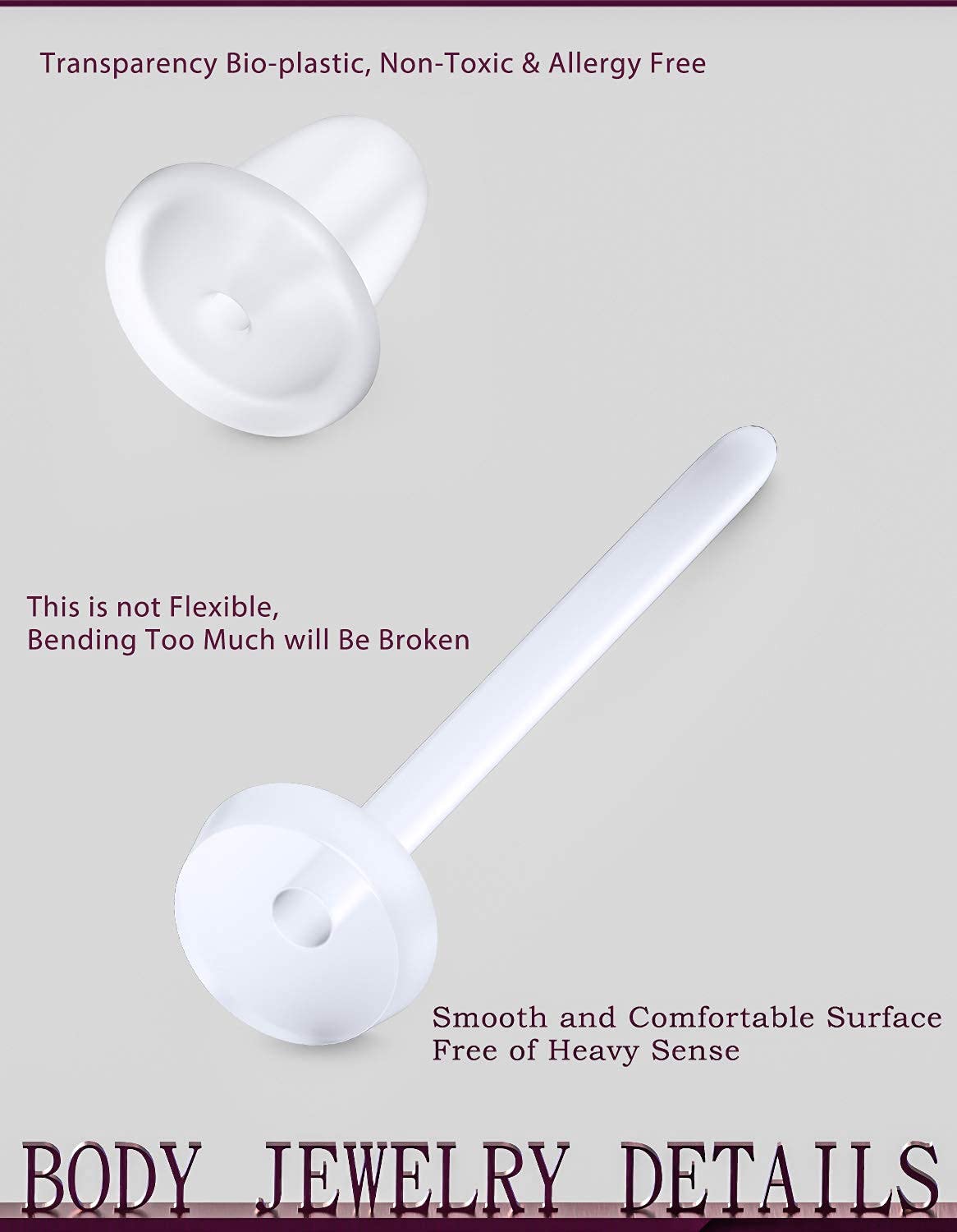 Jenxnjsjo Clear Plastic Silicone Rubber Invisible Post Stud Earrings Hole Saver Piercing Retainers Medical Grade for Women Men Sensitive Ears Sports Surgery Work