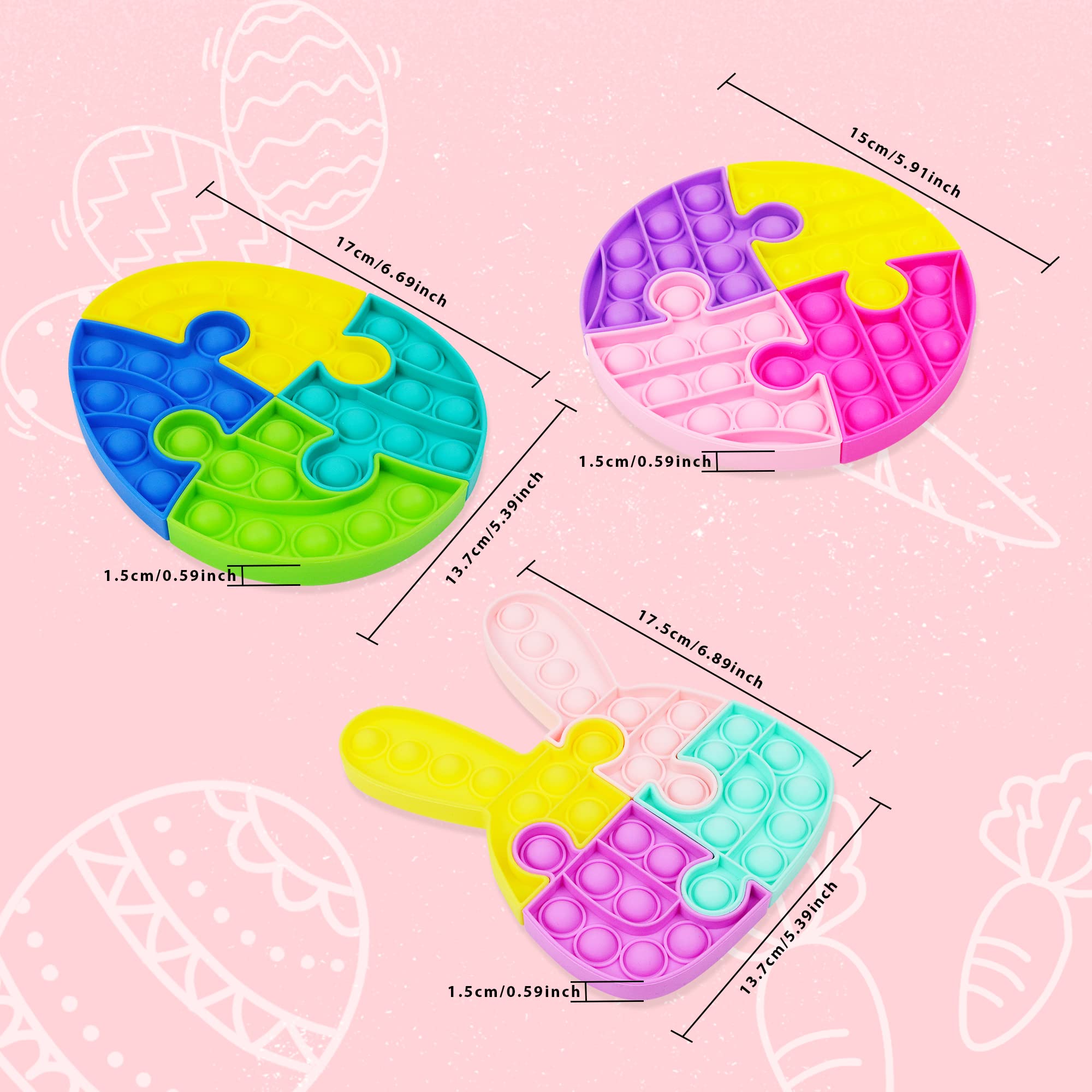 Puzzle Pop Jigsaw Its Puzzles Fidget Sensory Preschool Graduation for Kids Push It Bubble Pops Popet Poppet Boys Girls Learning for Party（3 Styles：Egg,Rabbit,Circle）