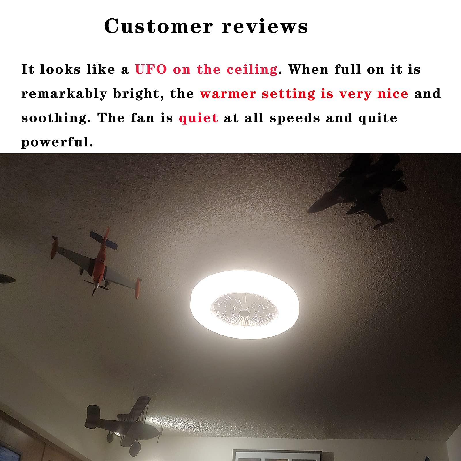 IYUNXI Modern Ceiling Fan with Lights, Flush Mount, Remote Control LED Dimming 3 Colors Lighting, Low Profile Ceiling Fan 23 Inch,72W Enclosed, Kitchen, Bedroom, Children's Room